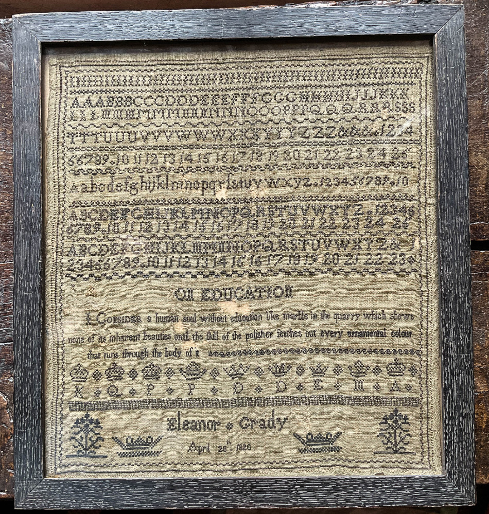 On Education A Sampler by Eleanor Grady 1820 | Wickersley Antiques